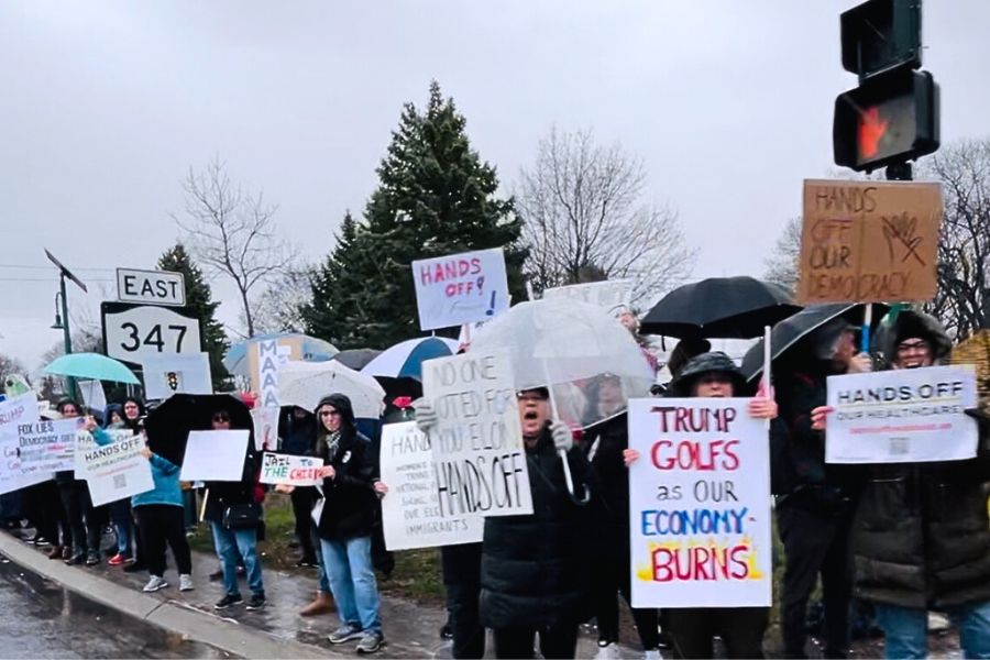 Hundreds protest Trump at 'Hands Off!' rallies in Patchogue and Port ...