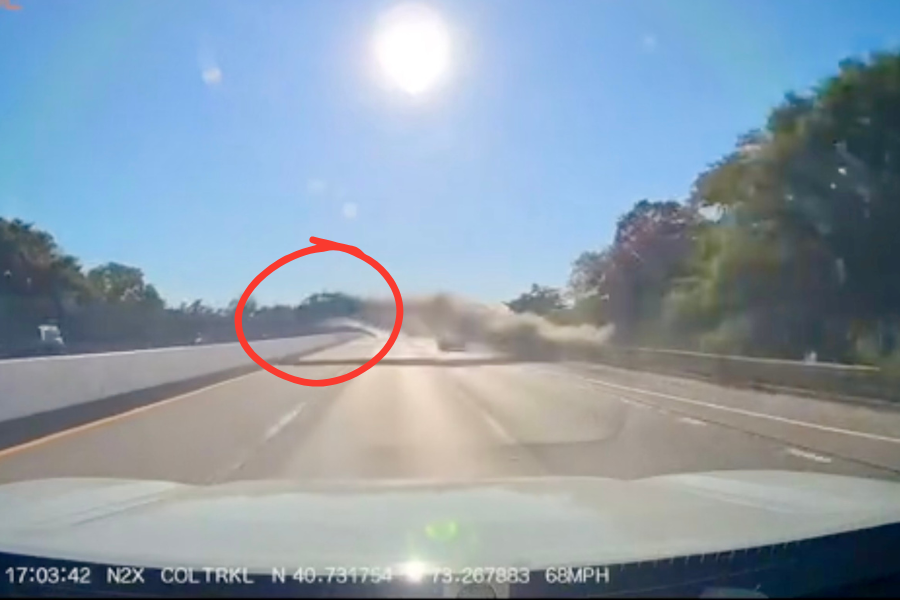Car goes airborne over Sunrise Highway, amazing footage posted to TikTok